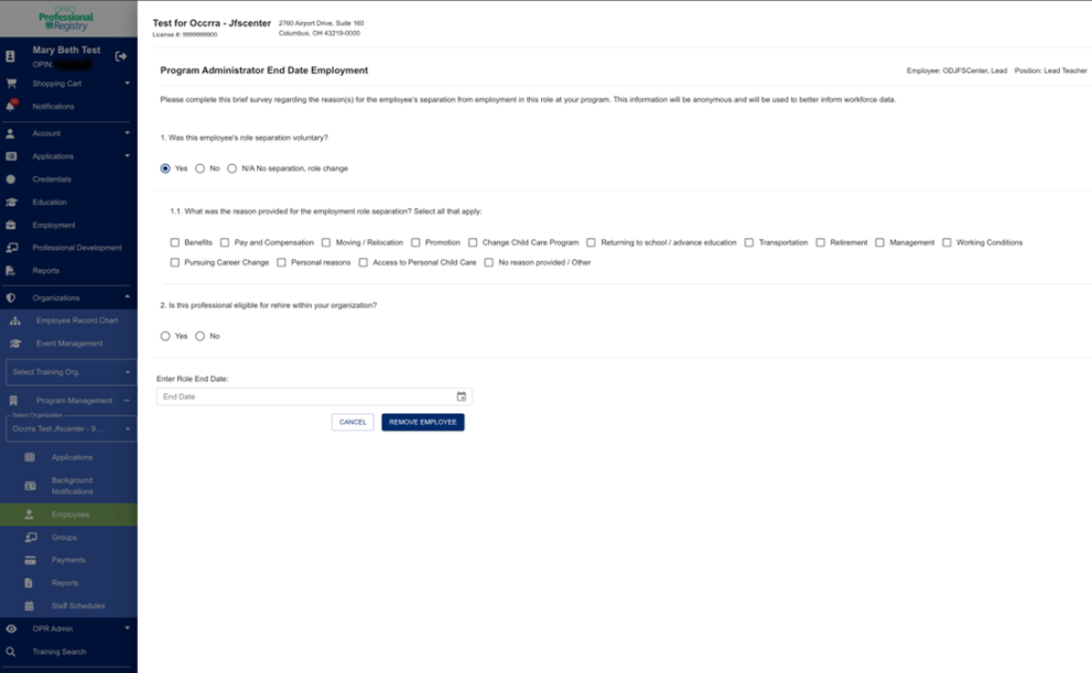 Exit Survey Information - OCCRRA