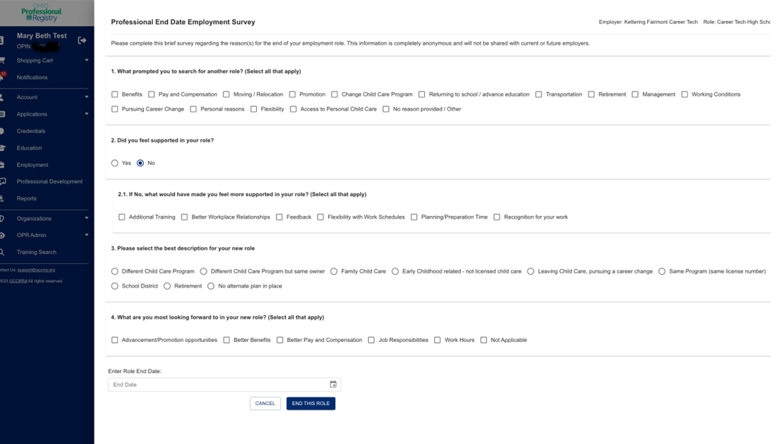 Exit Survey Information - OCCRRA